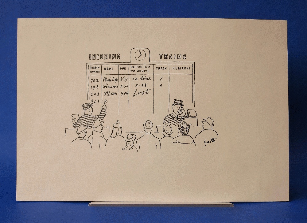 [Incoming Trains]: original pen-and-ink drawing | eBay
